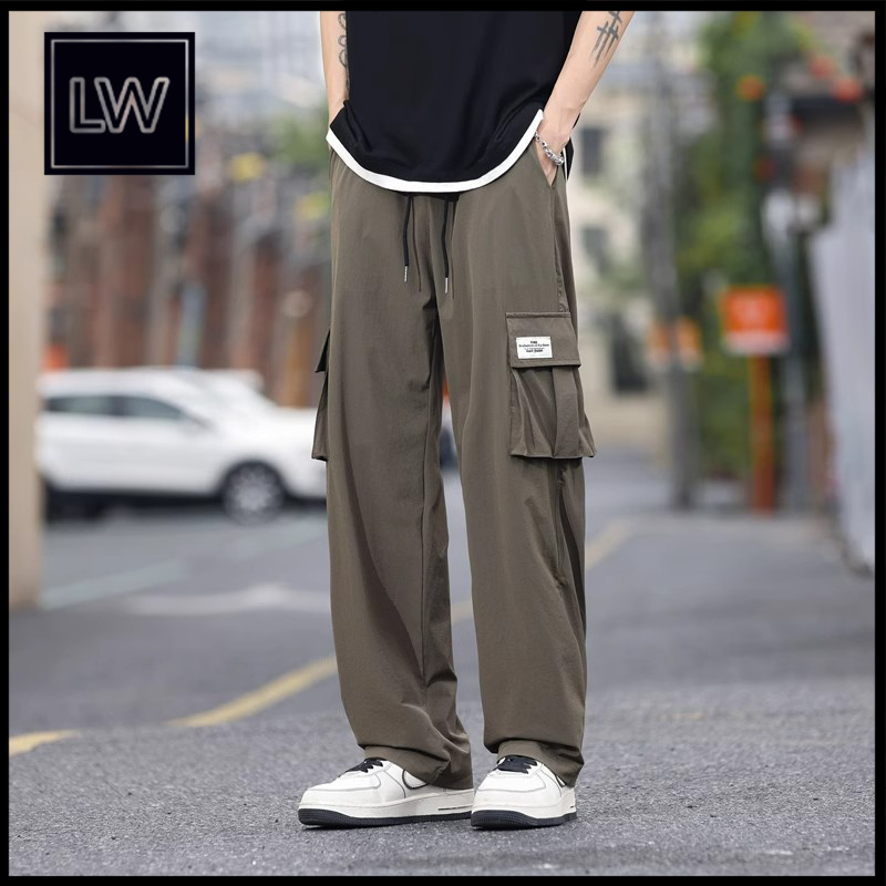 Jual Celana cargo panjang celana longgar kargo cowo celana lurus pria cargo Fashion baggy pants ...