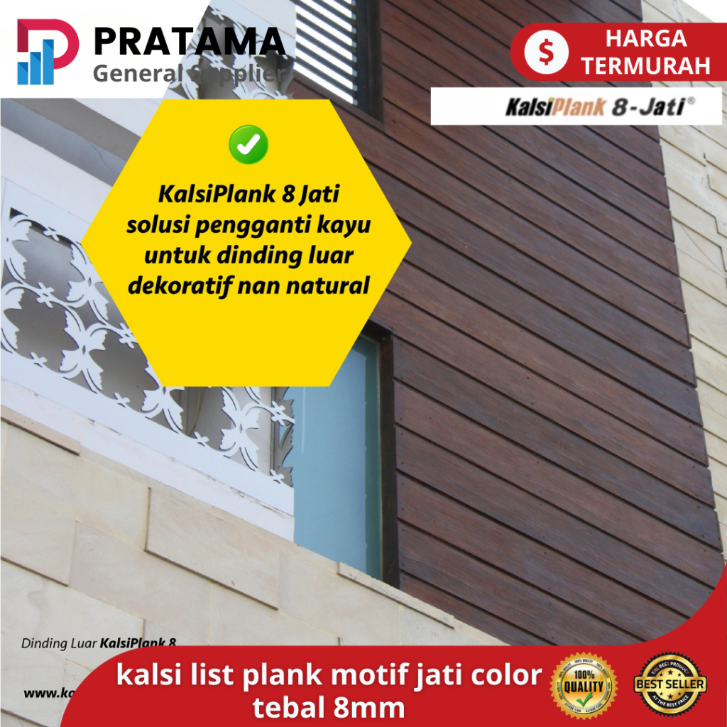 Jual KALSIPLANK 8 jati / LISTPLANK / KALSI motif jati tebal 8mm panjang ...