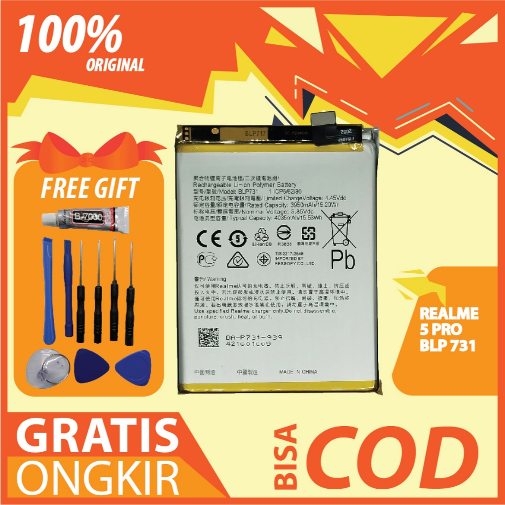 Jual 【ORIGINAL 100%】BATERAI REALME 5 PRO - BLP 731 ORIGINAL 100% ...