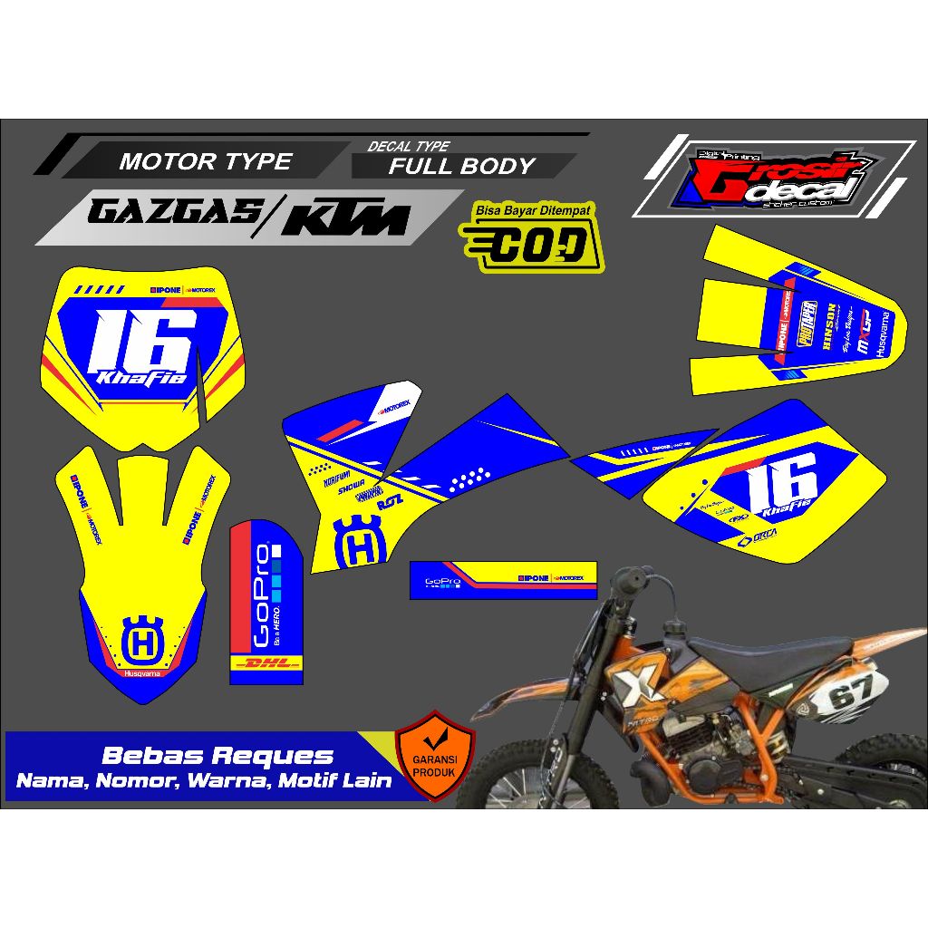 Jual Decal Sticker Stiker Mini Trail NRG 50cc / Gazgas 50cc / KTM 50cc ...