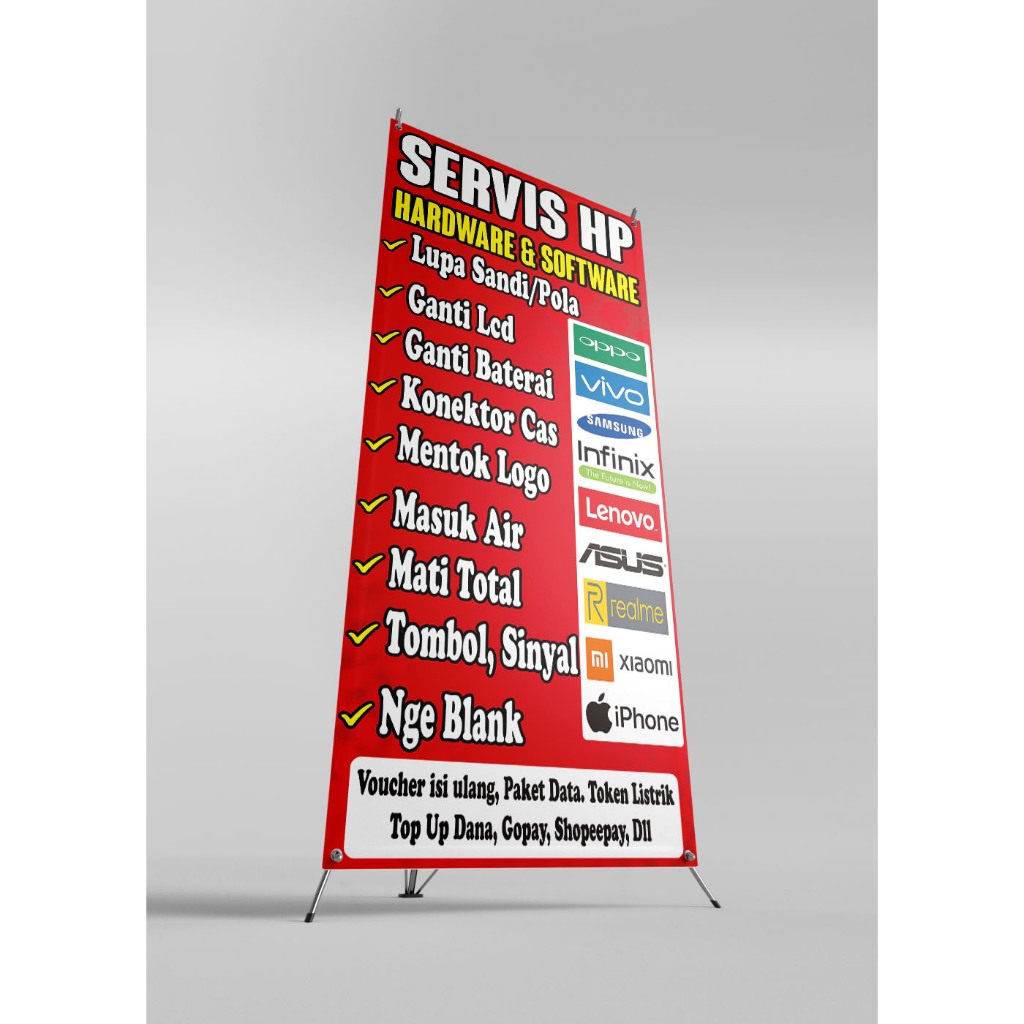 Jual SPANDUK BENNER KONTER SERVIS HP/BANNER CUSTOM UKURAN 160X60 cm ...