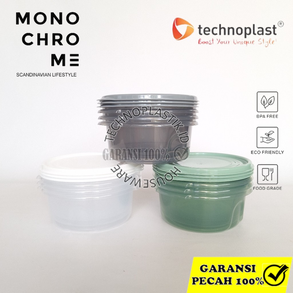 Jual TECHNOPLAST Monochrome Kotak Makan / Azumi Round Monochrome 600 ml Set of 3pcs | Shopee ...