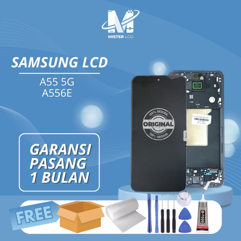 Jual LCD SAMSUNG A55 5G / A556E + FRAME FULLSET ORIGINAL FREE LEM ...