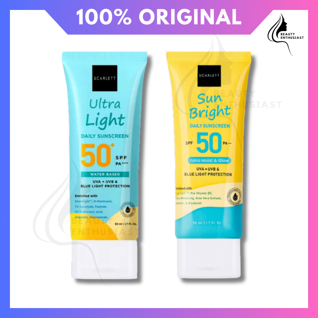 Jual Scarlett Whitening Daily Sunscreen Sun Bright SPF50 PA+++ & Ultra Light SPF 50PA++++ 50ml ...