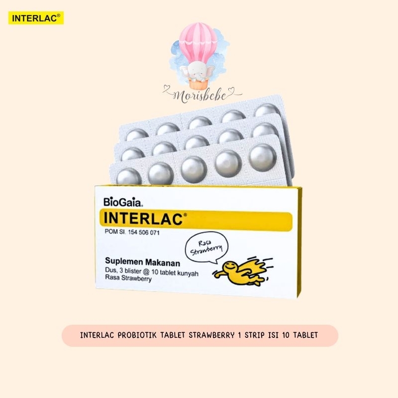 Jual INTERLAC PROBIOTIK TABLET STRAWBERRY 1 STRIP ISI 10 TABLET ...