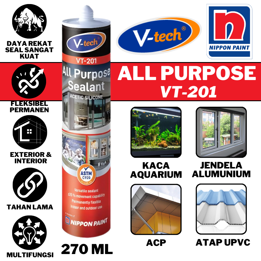 Jual VTECH LEM SILICONE SEALANT NIPPON JAPAN V-TECH LEM KACA NIPPON ...