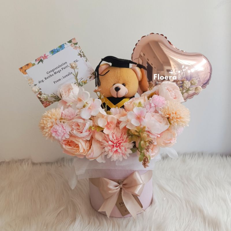 Jual (READY) Bloom box buket bunga karangan bunga boneka wisuda size L ...