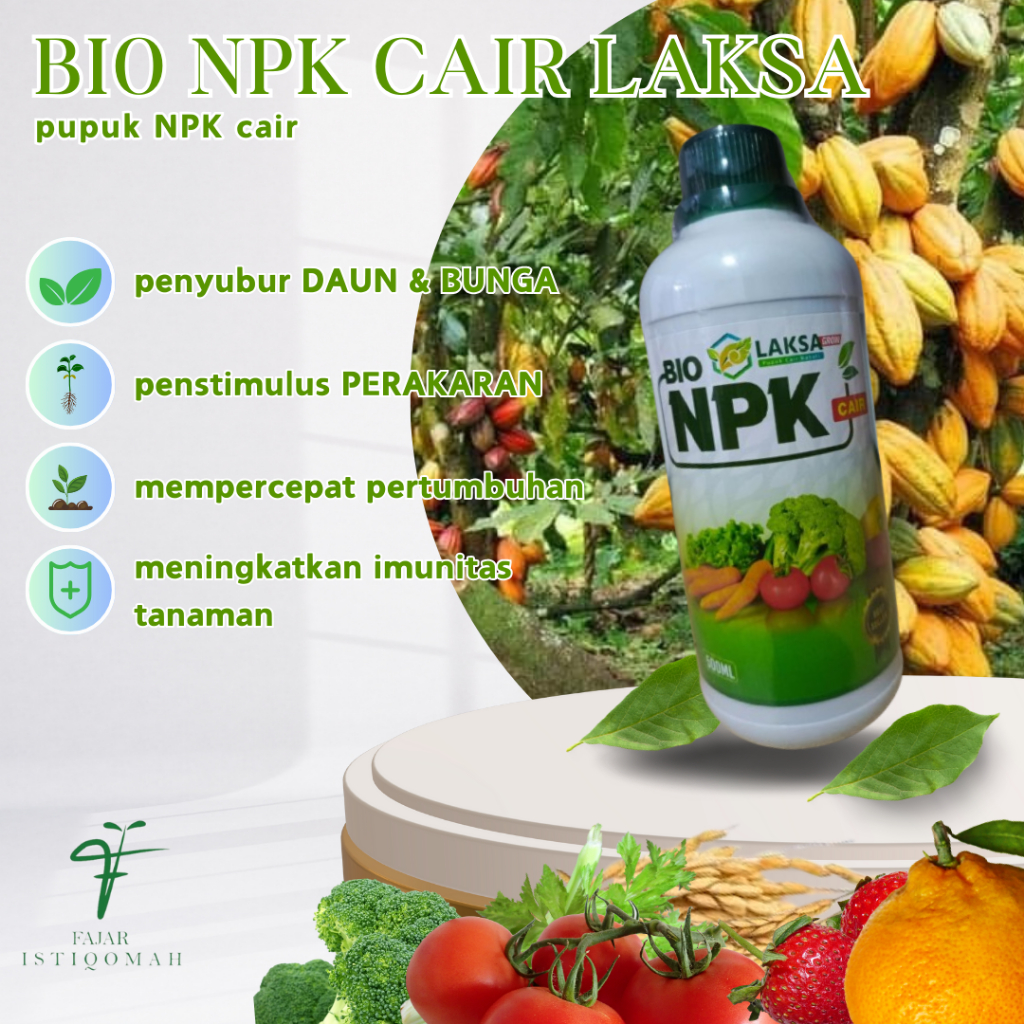 Jual BIO NPK LAKSA PUPUK NPK CAIR ISI 500 ML pupuk penyubur buah dan daun, pupuk booster kakao ...
