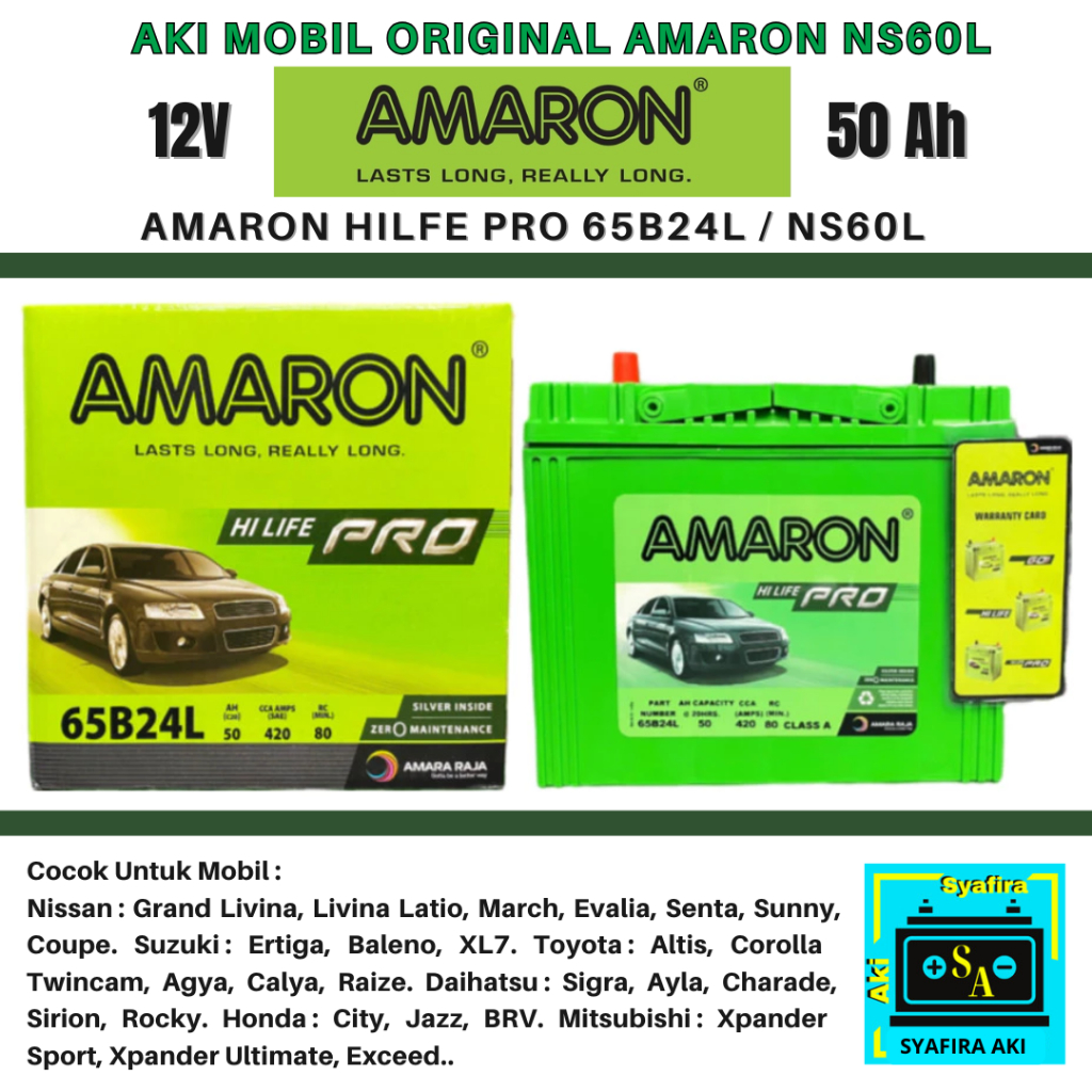 Jual Aki Mobil Nissan Grand Livina NS60L / 65B24L Amaron Hi-Life 12V / 50 Ah | Shopee Indonesia