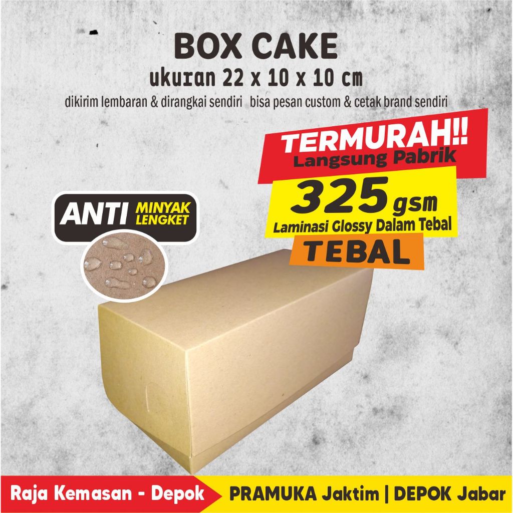 Jual Box Bomboloni, Box Cake, Box Roti 22x10x10 cm Polos Kraft Laminasi ...