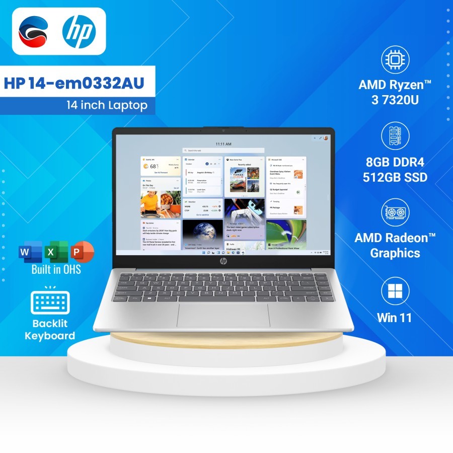 Jual HP Laptop 14 EM0332AU AMD Ryzen 3 7320U 8GB 512GB SSD 14" FHD IPS ...