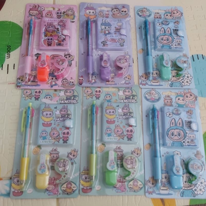 Jual labubu set alat tulis paket stationery anak sekolah 4in 1 | Shopee ...