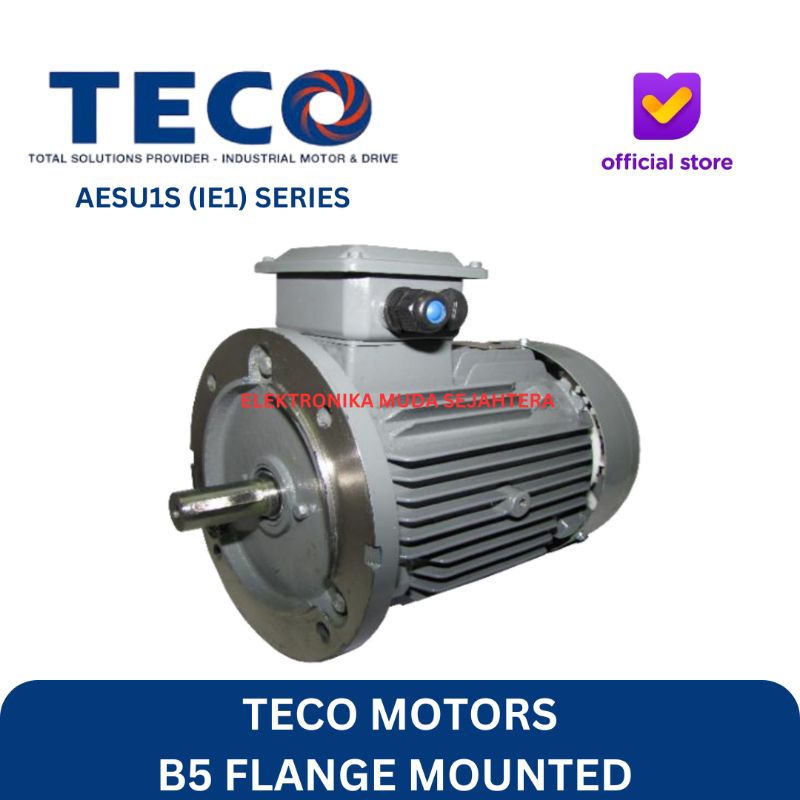 Jual TECO Dinamo Elektro Motor 1.1KW 1.5HP 3 Phase 220V/380V 50HZ B5 Flange AESU1S IE1 SERIES ...