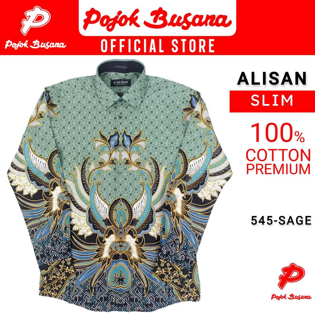 Jual Pojok Busana Alisan Kemeja Lengan Panjang Batik Pria Slim Fit Art ...