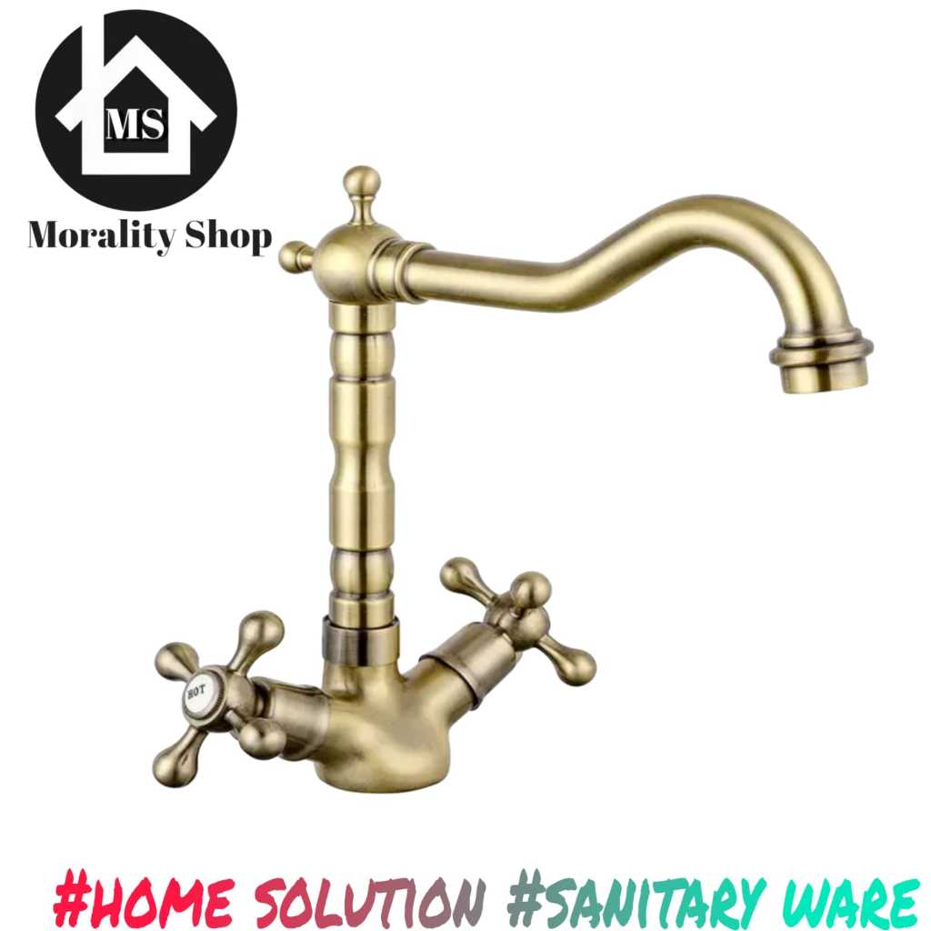 Jual Kran Wastafel Panas Dingin Jadul Emas Antik FG2 - Keran air model ...
