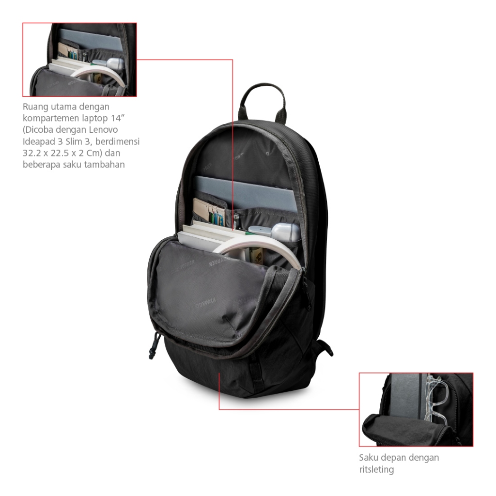 Jual Bodypack Tendent Laptop 14 Inch Bag Tas Ransel Kerja Kuliah ...