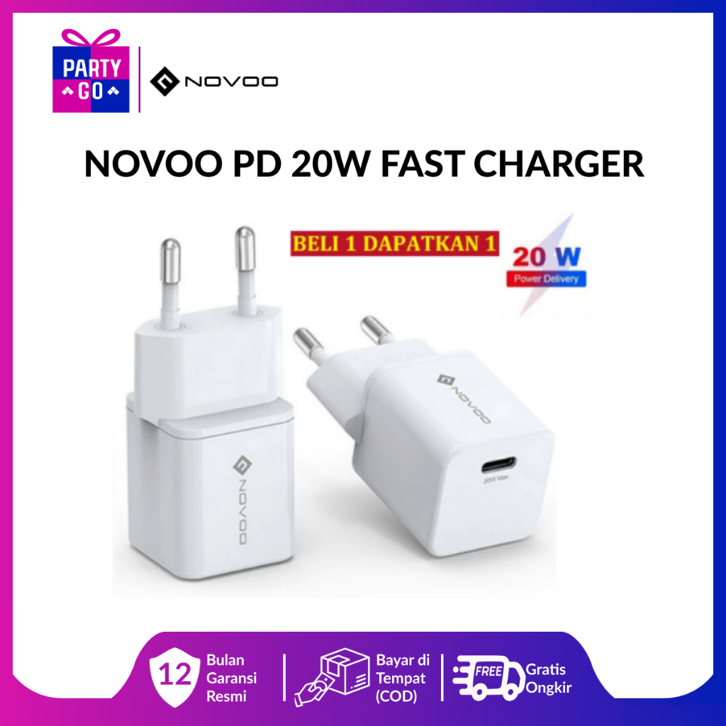 Jual (Buy One Get One Free) NOVOO 20W Quick Charging USB-C Portable Charger Suitable for iPhone ...