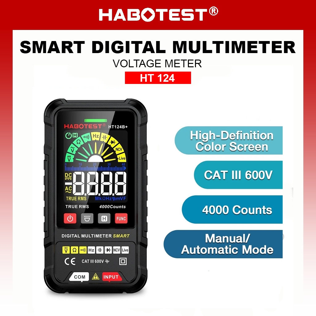 Jual HABOTEST Multimeter Digital True RMS 600V AC/DC Pengukur Tegangan ...