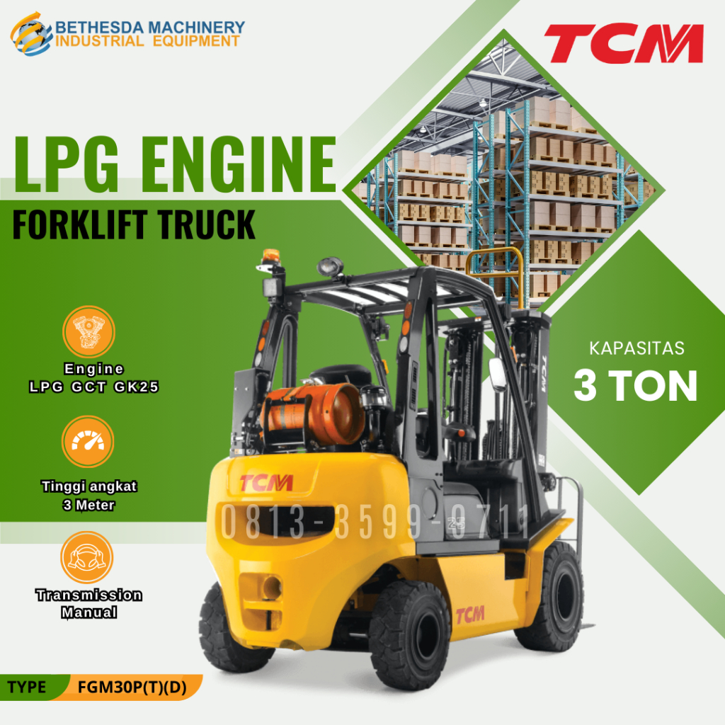 Jual Mesin Forklift TCM 3 Ton - Engine LPG 3000 Kg Lift 3meter | Shopee ...
