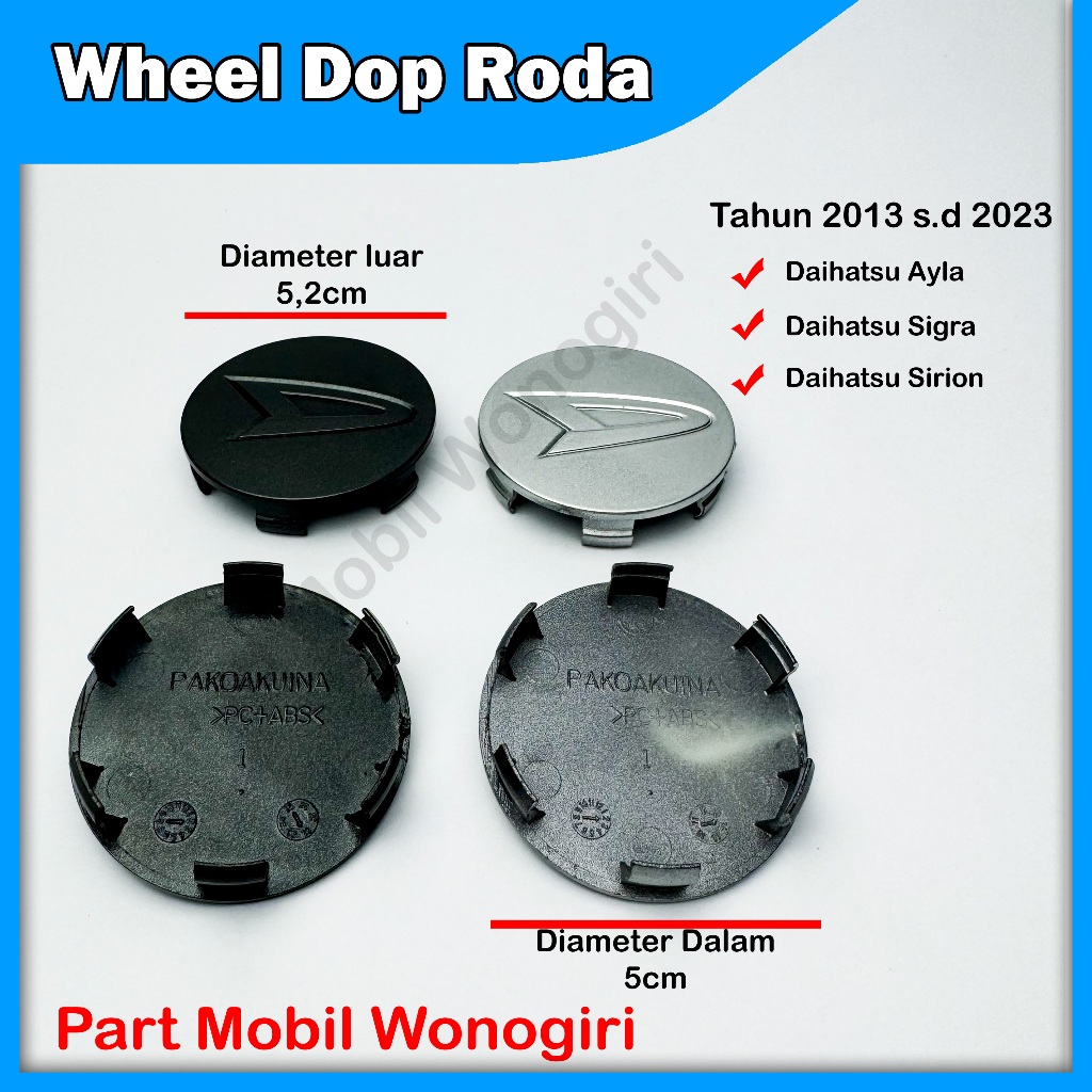 Jual Tutup Roda As Tengah Velg Wheel Dop Ayla Sigra Sirion Diameter 5 ...