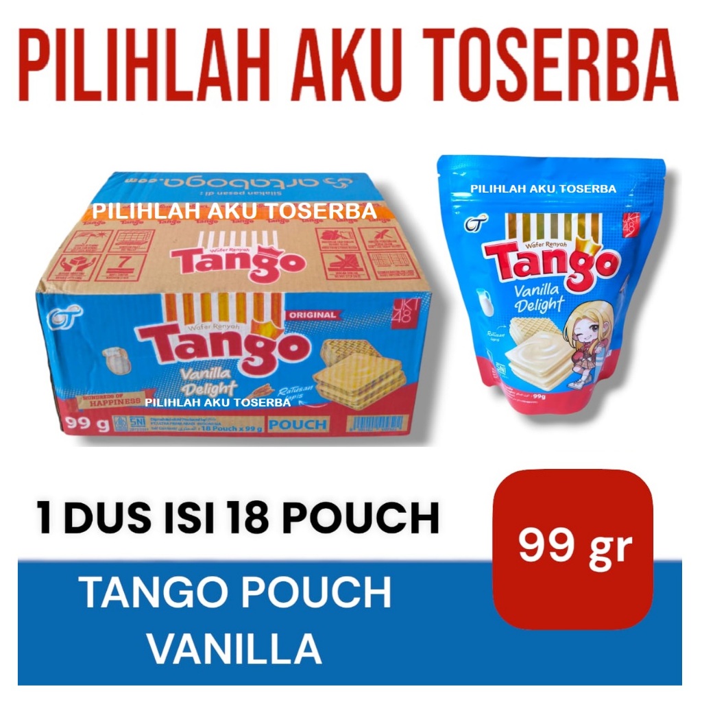 Jual WAFER TANGO POUCH VANILLA DELIGHT 100 gr - (HARGA 1 DUS ISI 18 POUCH) | Shopee Indonesia