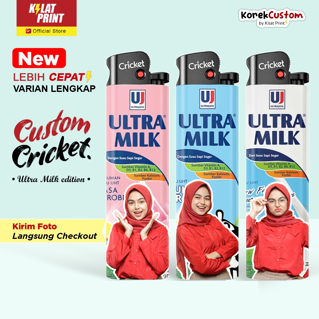 Jual Custom Korek Cricket Bucin Hadiah Ultra Milk Edition | Shopee ...