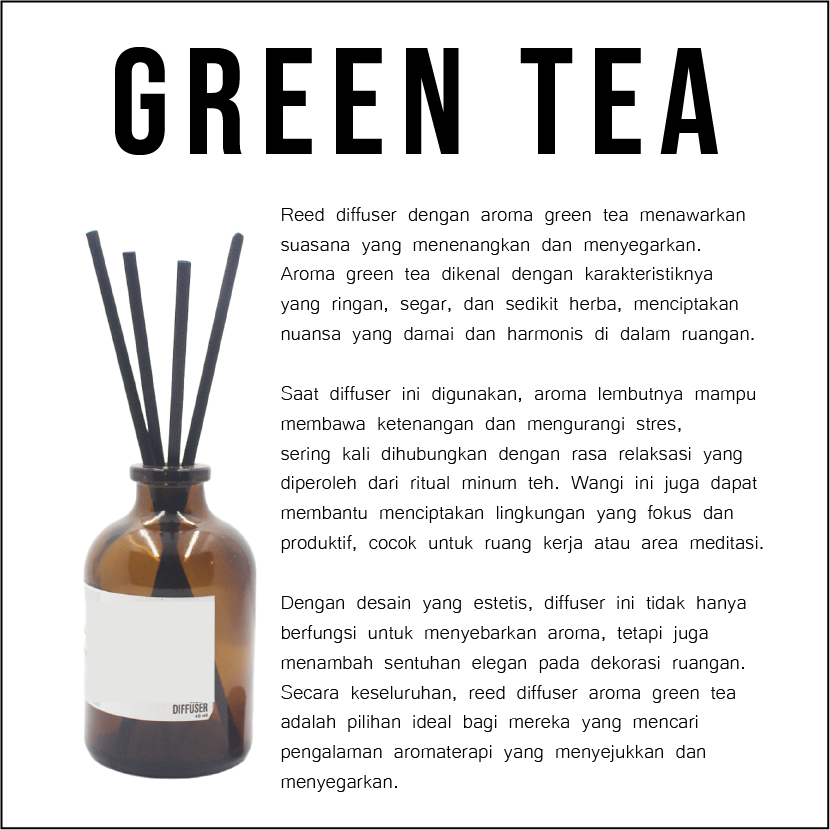 Jual Pengharum Ruangan Aroma Green Tea Reed DIffuser Premium | Shopee ...