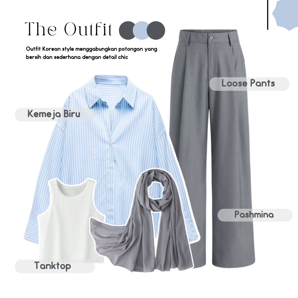 Jual PAKET MURAH - 4IN1 Baju one set ootd (Kemeja Salur,Pashmina,Jennie ...