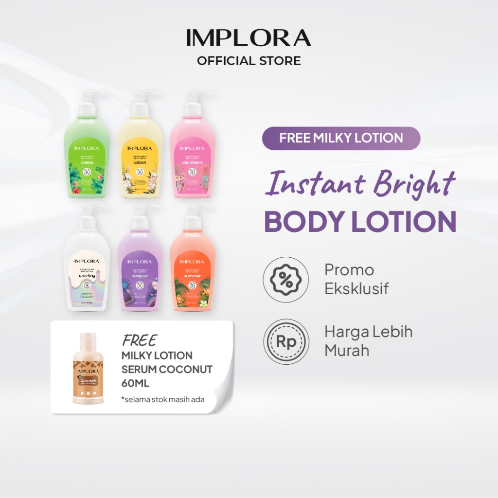 Jual [Free Milky Lotion] Implora Instant Bright Body Lotion | Shopee ...