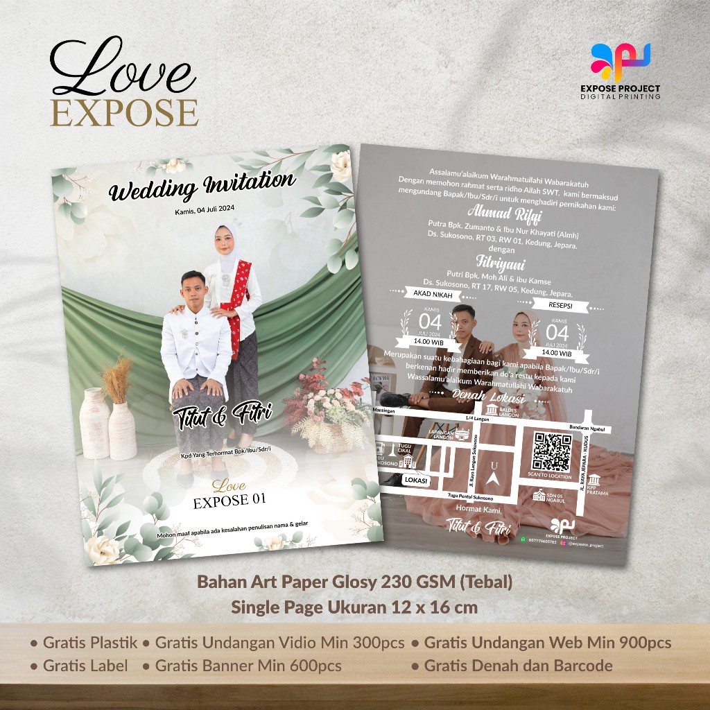 Jual UNDANGAN PERNIKAHAN CUSTOM GLOSSY ELEGANT FULL COLOUR - UNDANGAN ...