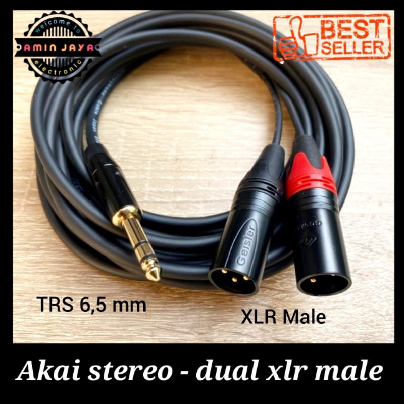 Jual Kabel jack akai stereo 6,5 to dual xlr male /kabel akai trs to xlr male | Shopee Indonesia