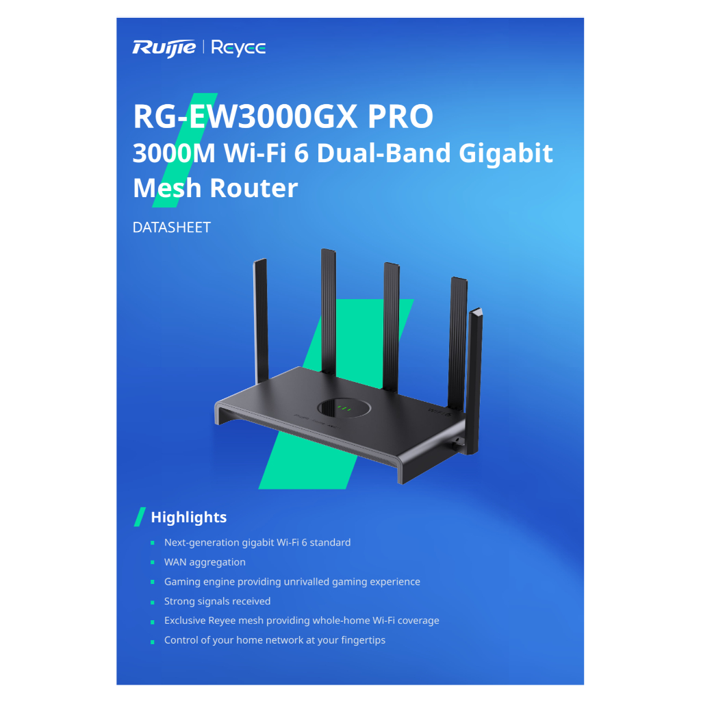 Jual RUIJIE RG-EW3000GX PRO Wi-Fi 6 Dual-band Gigabit Gaming Router ...