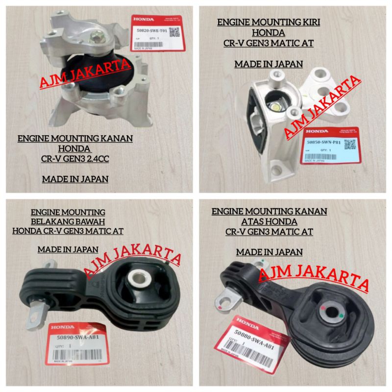 Jual Engine mounting set honda Crv gen3 gen 3 matic AT 2.4cc 2007-2012 ...