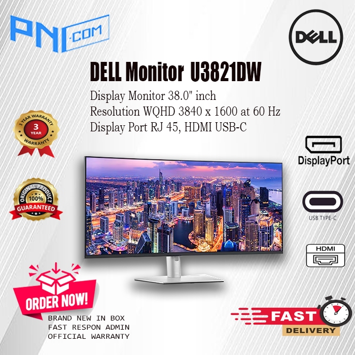Jual Dell Monitor U3821DW 38" Inch Curved WQHD+ 60Hz HDMI USB-C DP 3YR ...