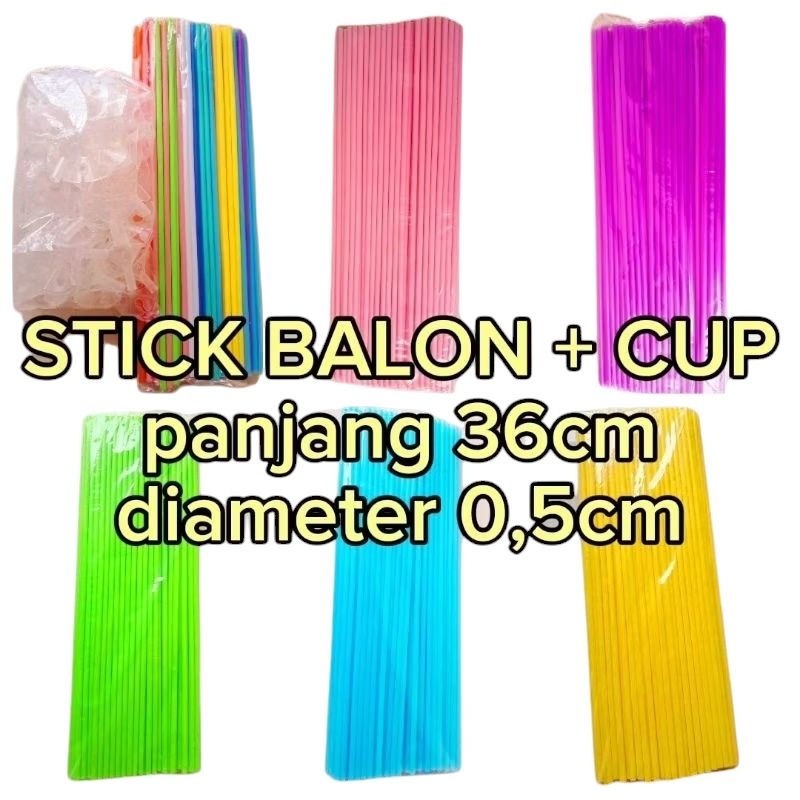 Jual STIK BALON + CUP paket 25pcs/ STICK + CUP BALON | Shopee Indonesia
