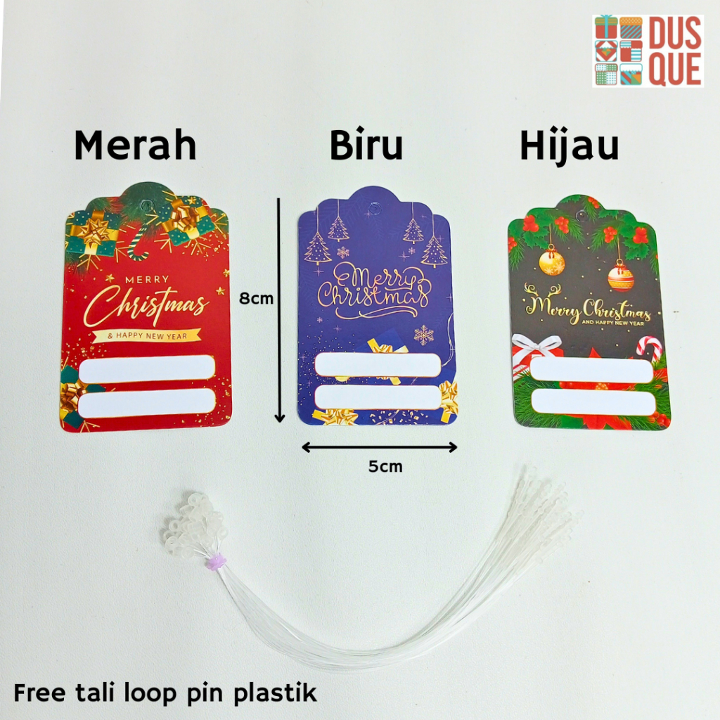 Jual (5 PCS) HANG TAG MERRY CHRISTMAS / NATAL & HAPPY NEW YEAR BIRU ...