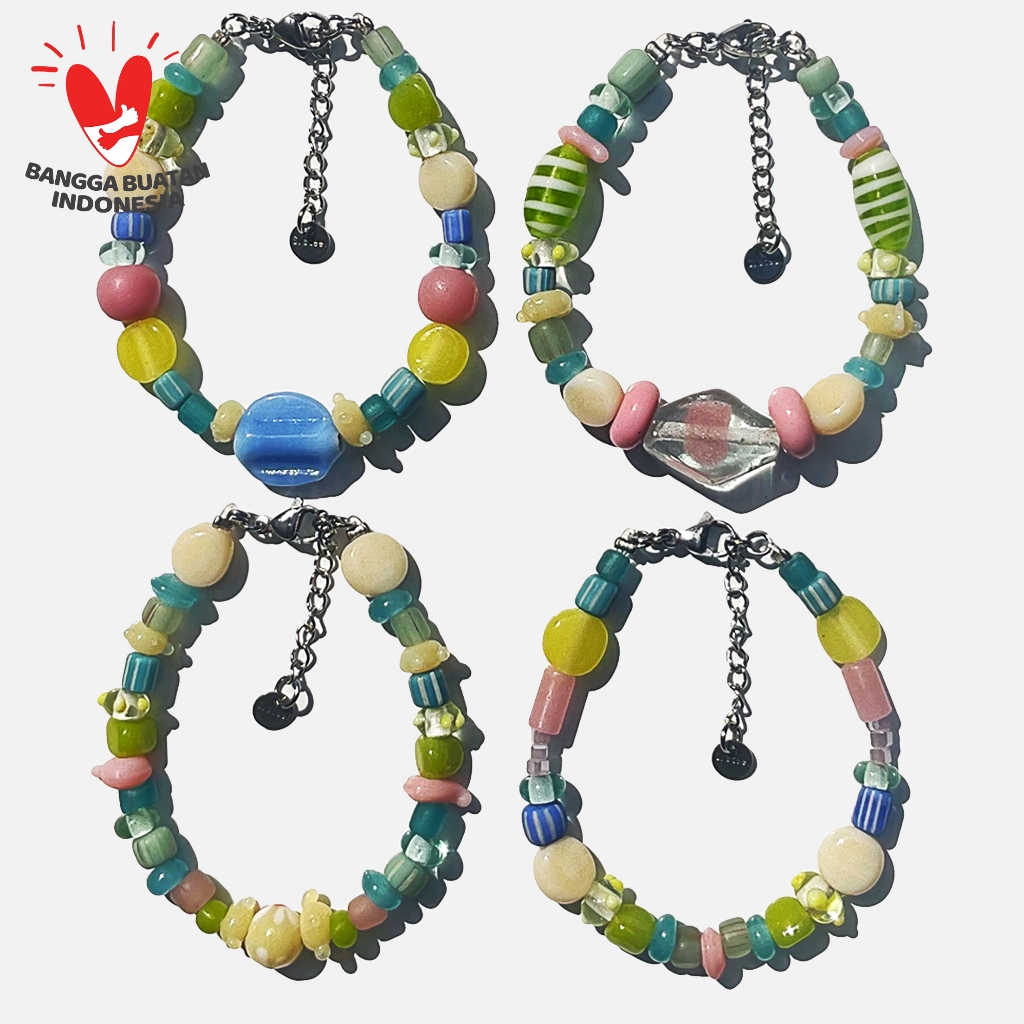 Jual HYB Glass Beaded Bracelets - Pastel Dreams Collection | Gelang Manik Kaca - Stainless Steel ...