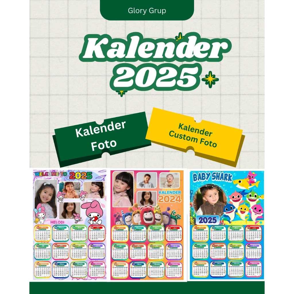 Jual Kalender Dinding 2025 FOTO ANAK/ Motif Anak Custom/Kalender Foto ...