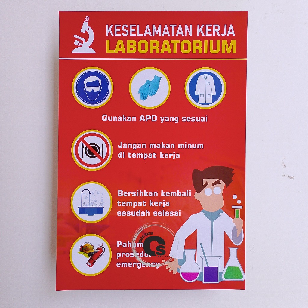 Jual Poster Keselamatan Kerja Laboratorium - K3 - Gunakan APD | Shopee ...