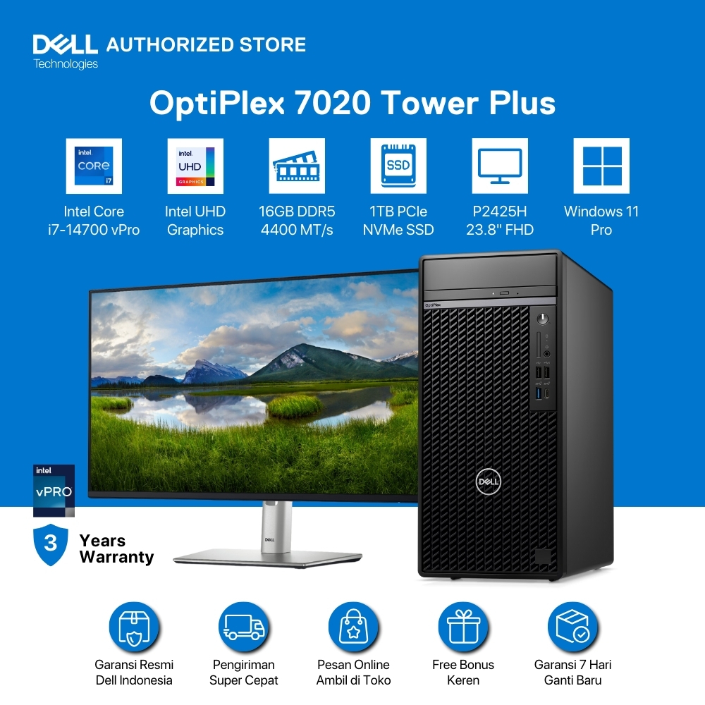 Jual Dell Optiplex 7020 Tower Plus [Ci7-14700 vPro-16GB-1TB-UMA-W11P ...