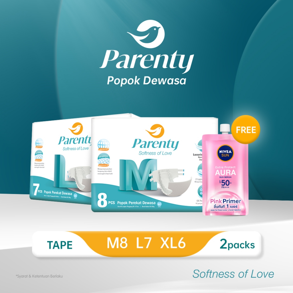 Jual [2 PACK] PARENTY Adult Tape Soft Diapers Size M/L/XL - Popok ...