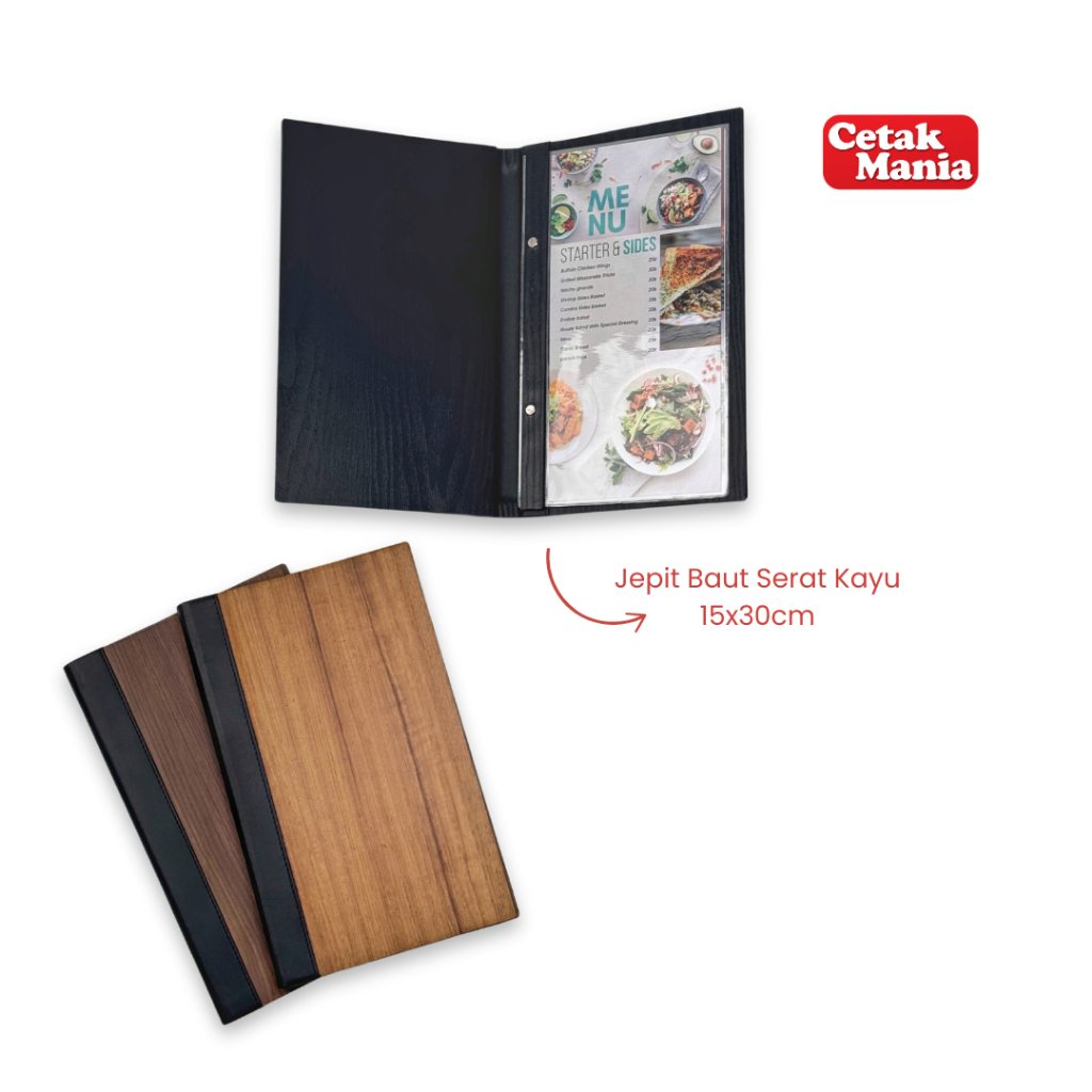 Jual Cetak Mania - Buku Menu Kayu Vinyl Jepit Baut Isi Plastik Mika ...