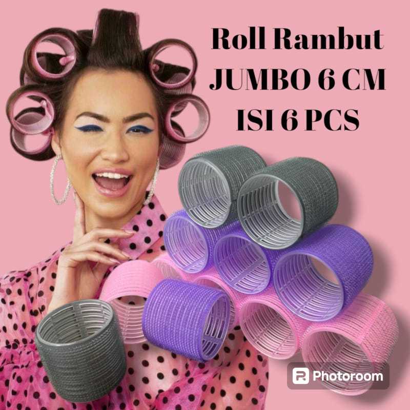 Jual Roll Rambut Besar Jumbo 6CM Otomatis Import Murah Isi 6Pcs ...