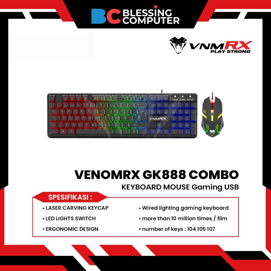 Jual KEYBOARD MOUSE Gaming VENOMRX GK888 COMBO USB | Shopee Indonesia
