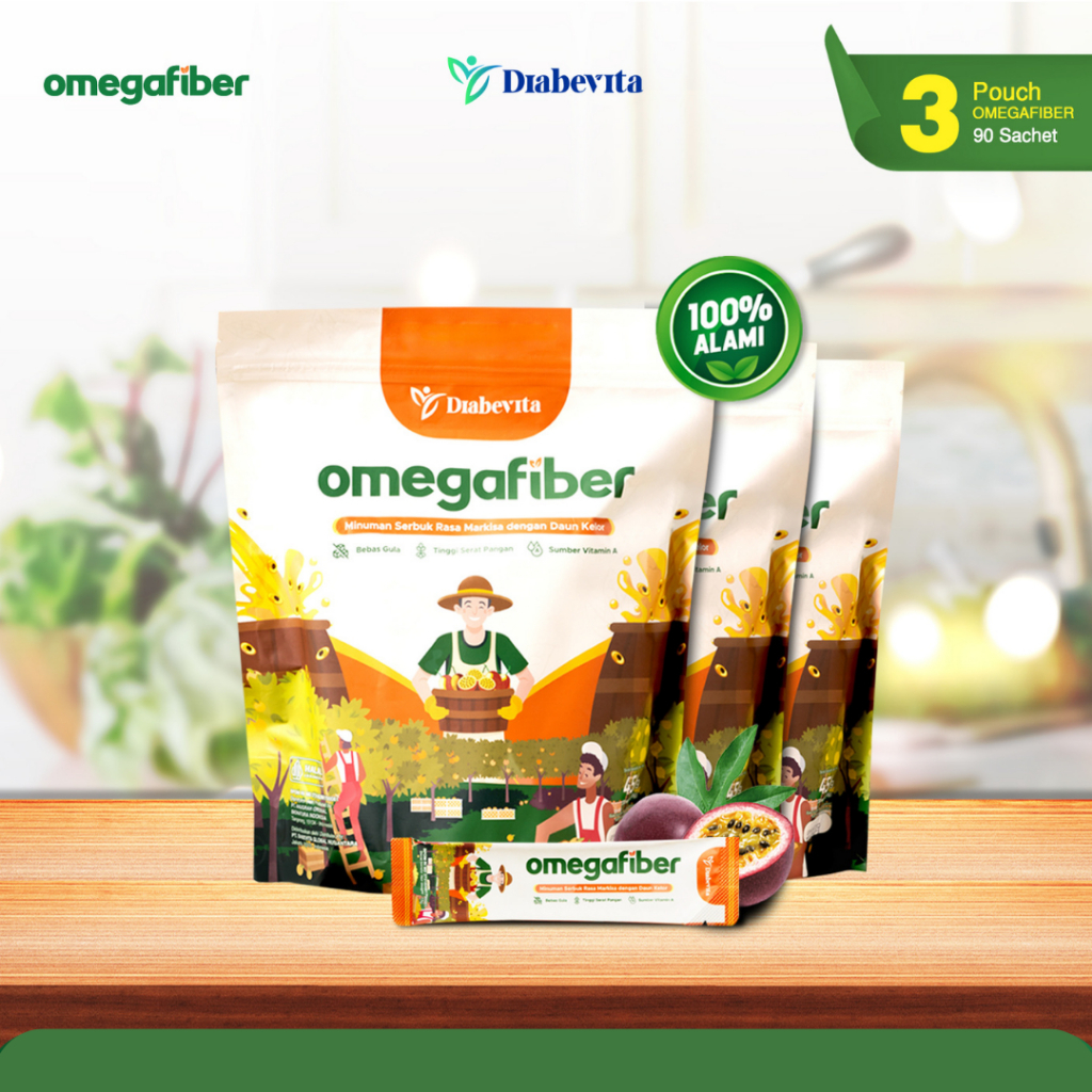 Jual Omega Fiber 3 Pouch (isi 90 sachet) Rasa Markisa Suplemen Untuk ...