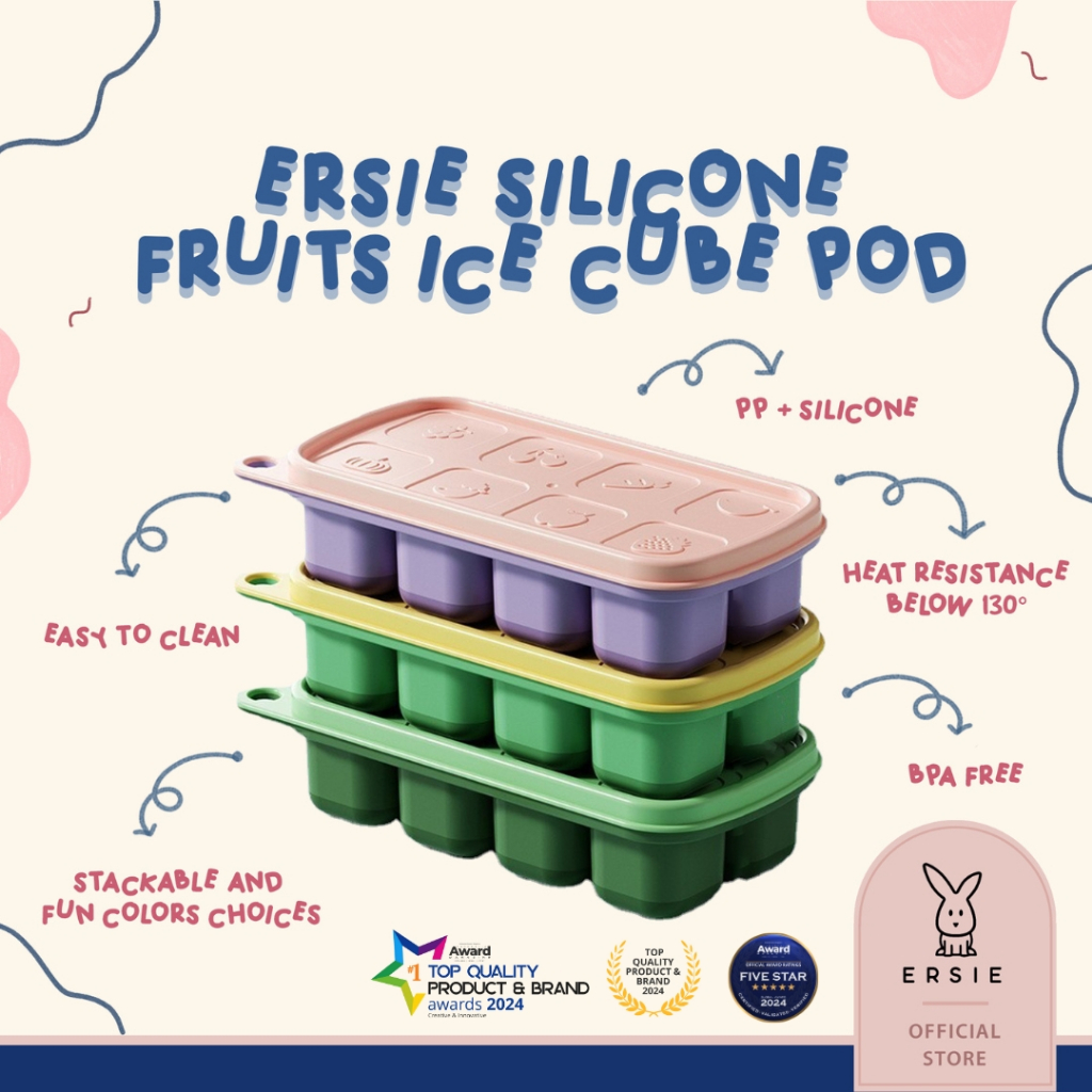 Jual ERSIE SILICONE FRUITS ICE CUBE POD | Tempat penyimpanan Mpasi ...
