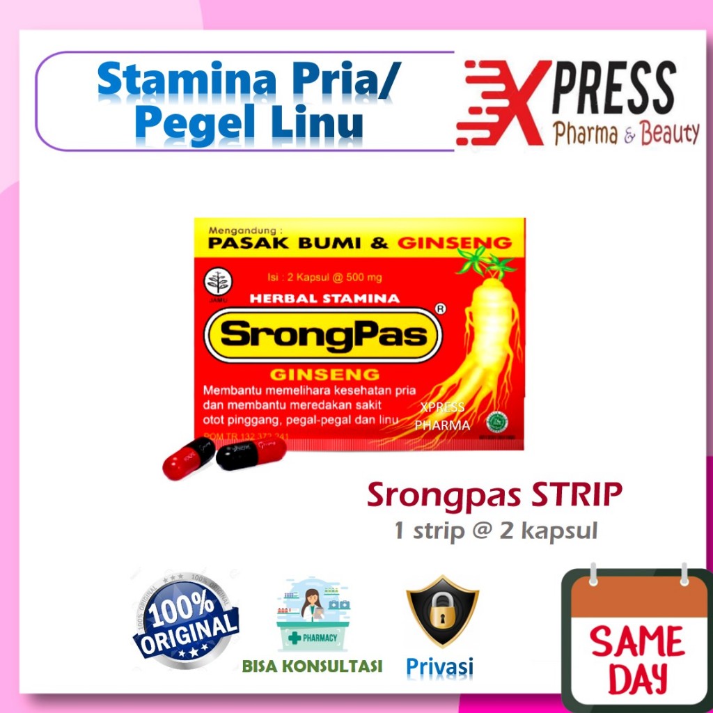 Jual XPRESS ! STRIP SRONGPAS Herbal Stamina Pria Ginseng isi 2 kapsul ...