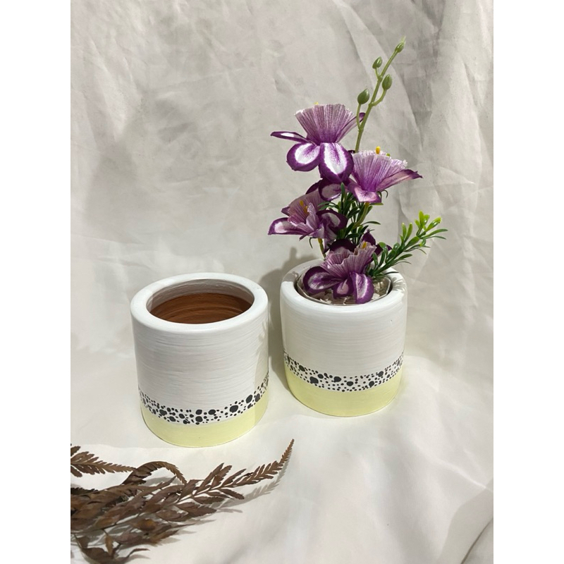 Jual pot lurus cantik aesthetic diameter 10cm gerabah keramik | Shopee ...