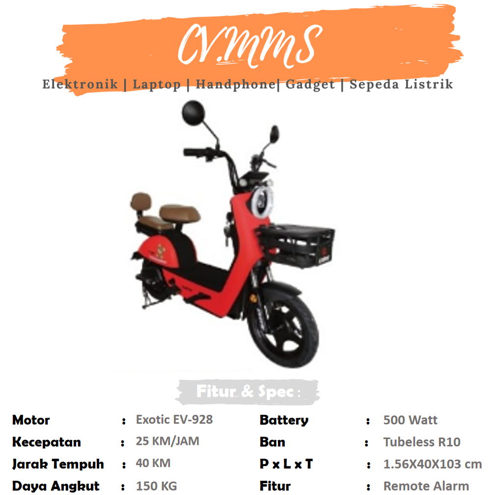 Jual Exotic EV-928 EV 928 Accu 48/12 Motor 500 Watt Sepeda Motor ...