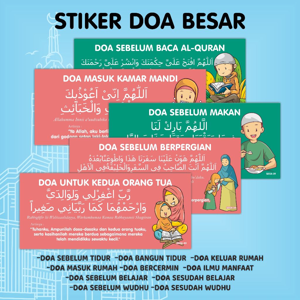Jual Stiker doa sehari-hari - Sticker doa makan, doa untuk orang tua ...